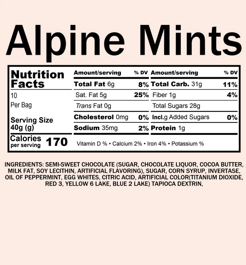 Alpine Mints, Dark Chocolate, Candy Coated